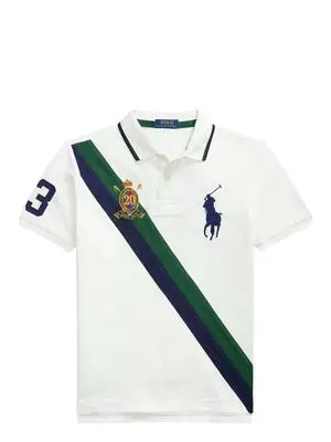 Polo Ralph Lauren Diagonal-stripe Embroidered-logo Polo Shirt - White