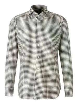 LUIGI BORRELLI Checked Classic Collar Shirt - Green