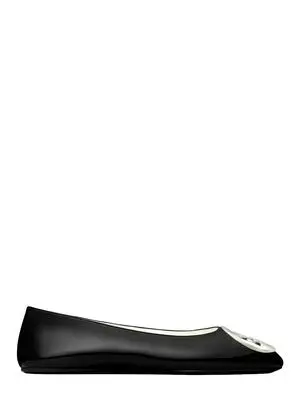 Tory Burch Reva Logo-plaque Leather Ballet Flats - Black