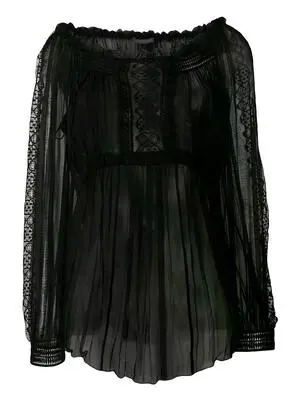 Alberta Ferretti Sheer Pleated Blouse - Black