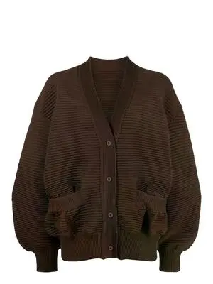 JNBY Ribbed Balloon-sleeve Cardigan - Brown