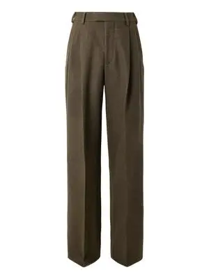 Loro Piana Hubert Pleated Wool And Cashmere-blend Trousers - Brown