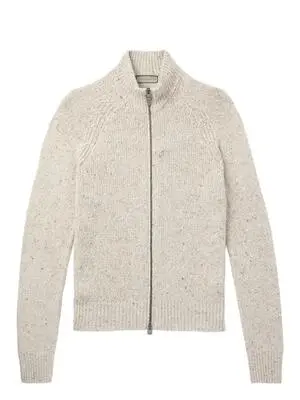 Canali Wool-blend Zip-up Cardigan - Neutrals