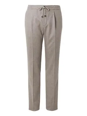 SLOWEAR Incotex Tapered Wool And Cashmere-blend Trousers - Neutrals