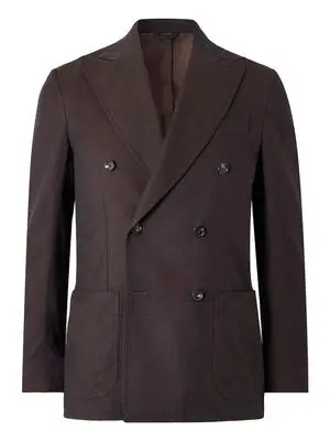 DE PETRILLO Vesuvio Cotton And Silk-blend Twill Suit Jacket - Brown