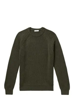 DE PETRILLO Ribbed Virgin Wool Crewneck Sweater - Green