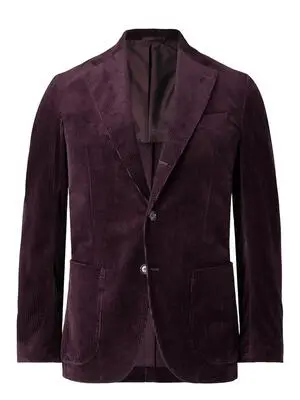 DE PETRILLO Posillipo Slim-fit Corduroy Suit Jacket - Burgundy