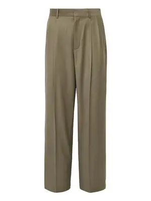 THE ROW Zev Straight-leg Virgin Wool-twill Trousers - Neutrals
