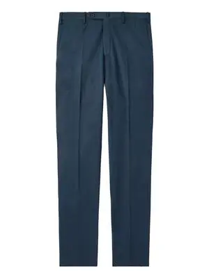 SLOWEAR Incotex Slim-fit Cotton And Cashmere-blend Trousers - Blue