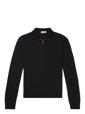 Canali Slim-fit Wool Half-zip Sweater - Black