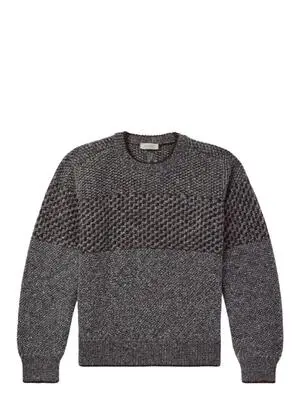 Canali Jacquard-knit Wool-blend Bouclé Sweater - Gray