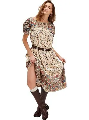 Free People Botanical Blossom Printed Midi Dress - Shortbread Combo
