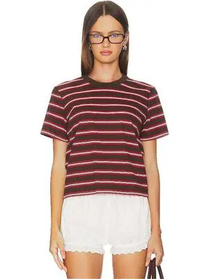 LA LIGNE Multi Striped Boyfriend Tee - Chocolate & Poppy & Cream