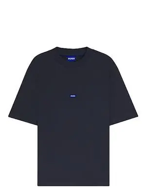 Hugo Logo-patch Regular-fit Cotton-jersey T-shirt - Navy