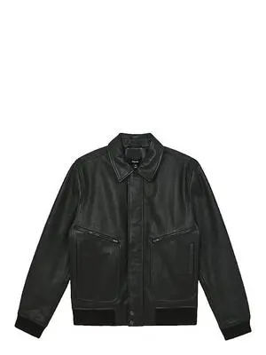 REISS Grained-Texture Leather Jacket