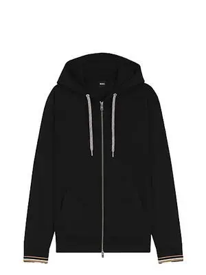 BOSS Zip-through Cotton-blend Hoody - Black