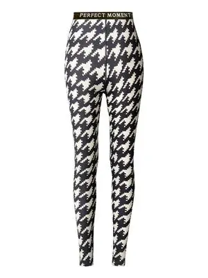 Perfect Moment Base Layer Leggings Black-white-houndstooth-print