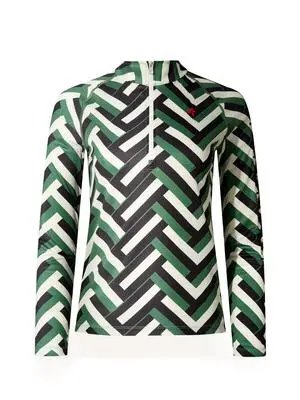 Perfect Moment 1/4 Zip Base Layer Top - Waffle-green
