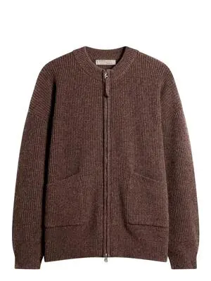 FRIZMWORKS Wool Deck Zip Cardigan - Choco Brown