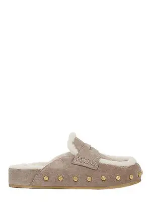 Veronica Beard Fenix Shearling Mule Bark