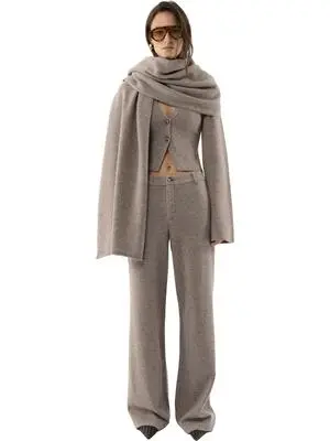 Arakii Merino Wool Blend Knitted Suit Pants - Greige