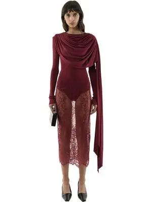 Arakii Lace Midi Skirt - Burgundy