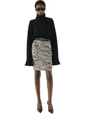 Arakii Zebra Jacquard Pencil Skirt - Zebra Print