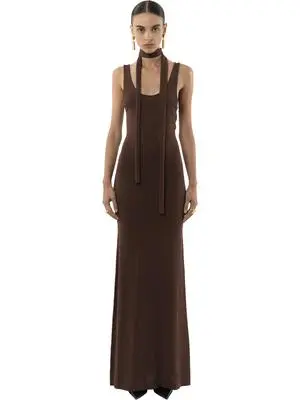 Arakii Moment Scarf Maxi Dress - Brown