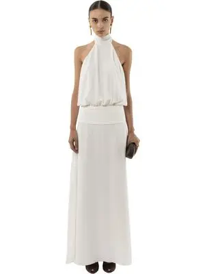 Arakii Deep Back Halter Maxi Dress - Off-white