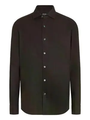 Zegna Cashco Long-sleeve Button-down Shirt - Brown