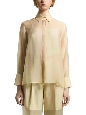 Peserico Sheer-panel Collared Shirt - Neutrals
