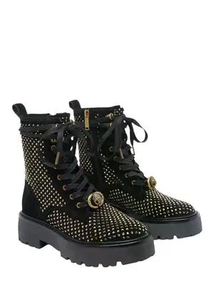 Kurt Geiger Stud-embellished Lace-up Boots - Black