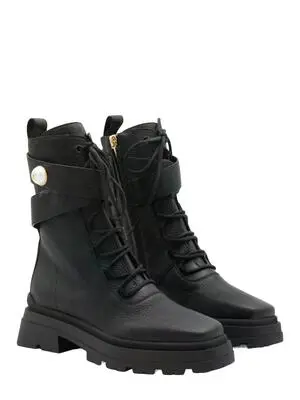 JIMMY CHOO 45mm Pearl-embellished Combat Boots - Black