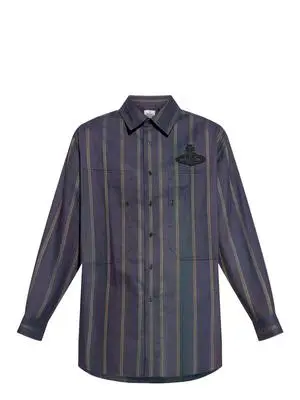 VIVIENNE WESTWOOD Orb-embellishment Stripe-pattern Shirt - Purple