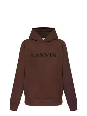LANVIN Logo-embroidered Hoodie - Brown