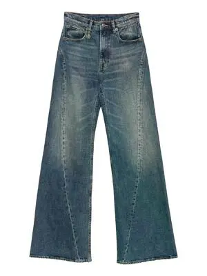 R13 Panelled Flared Jeans - Blue