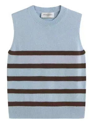 ERMANNO FIRENZE Stripe-pattern Sleeveless Tank Top - Blue