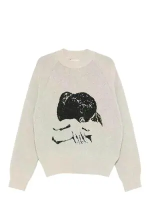 CARNE BOLLENTE Intarsia-knit Crew-neck Sweater - Neutrals