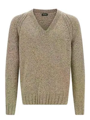 Zegna V-neck Long Sleeve Sweater - Neutrals