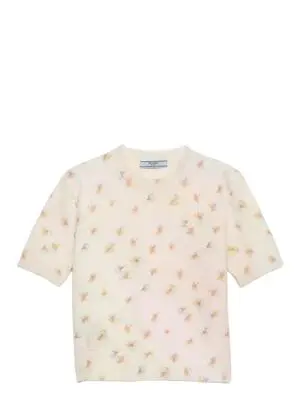 PRADA Floral-Pattern Wool T-Shirt