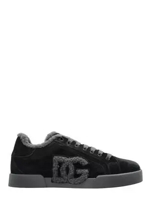 Dolce & Gabbana Logo-appliqué Suede Trainers - Black