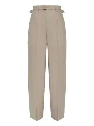 Ami Pleated Buckle-fastening Trousers - Neutrals