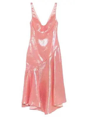 GEMY MAALOUF Asymmetric-hem Midi Dress - Pink
