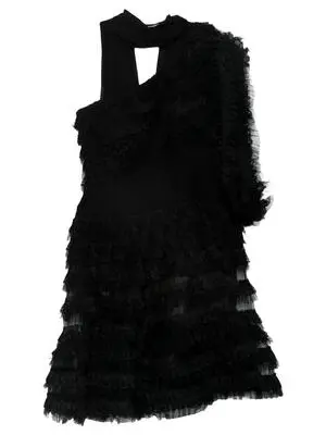 GEMY MAALOUF One-shoulder Ruffled Tulle Dress - Black