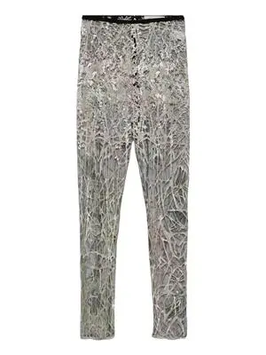 GEMY MAALOUF Lace-pattern Metallic Leggings - Silver