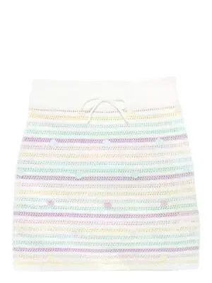 Casablanca Striped Floral-embellished Mini Skirt - White