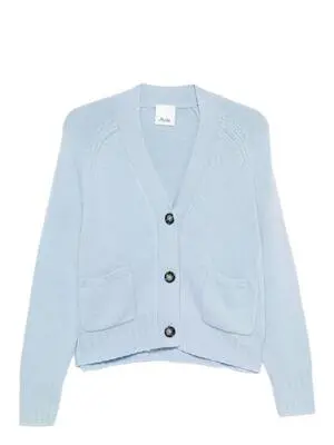 ALLUDE Patch-pocket Button-up Cardigan - Blue