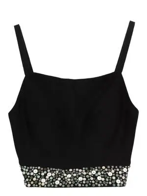 GEMY MAALOUF Stud-embellished Cropped Top - Black