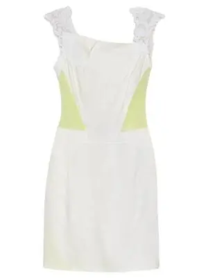 GEMY MAALOUF Lace-insert Panelled Mini Dress - White