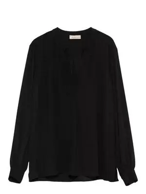 BLANCA VITA V-neck Long-sleeve Blouse - Black